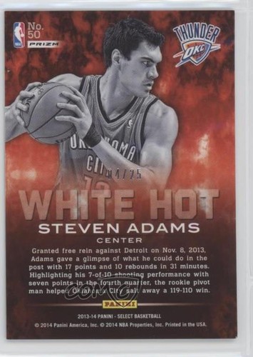 2013-14 Panini Select White Hot Silver Prizm /25 Steven Adams #50 ...