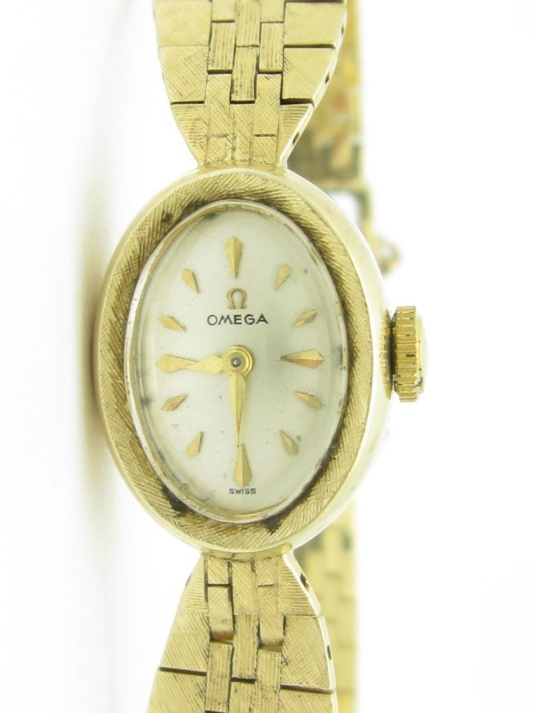 Vintage Omega 14k Solid Yellow Gold Ladies Estate Wind Up Wrist Watch ...