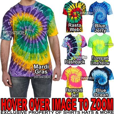 Mens Tie-Dye T-Shirt 100% PRESHRUNK Cotton Adult Tye-Die Tee S-3XL NEW ...