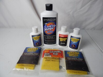 Cerama bryte glass ceramic stove cleaner POLISHER lot + scrub pads | eBay