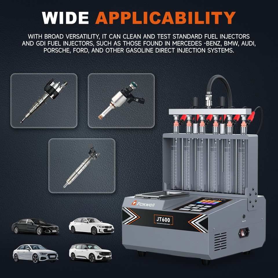 GDI Piezo Fuel Injector Cleaner Tester Ultrasonic 6-Cylinder Cleaning ...