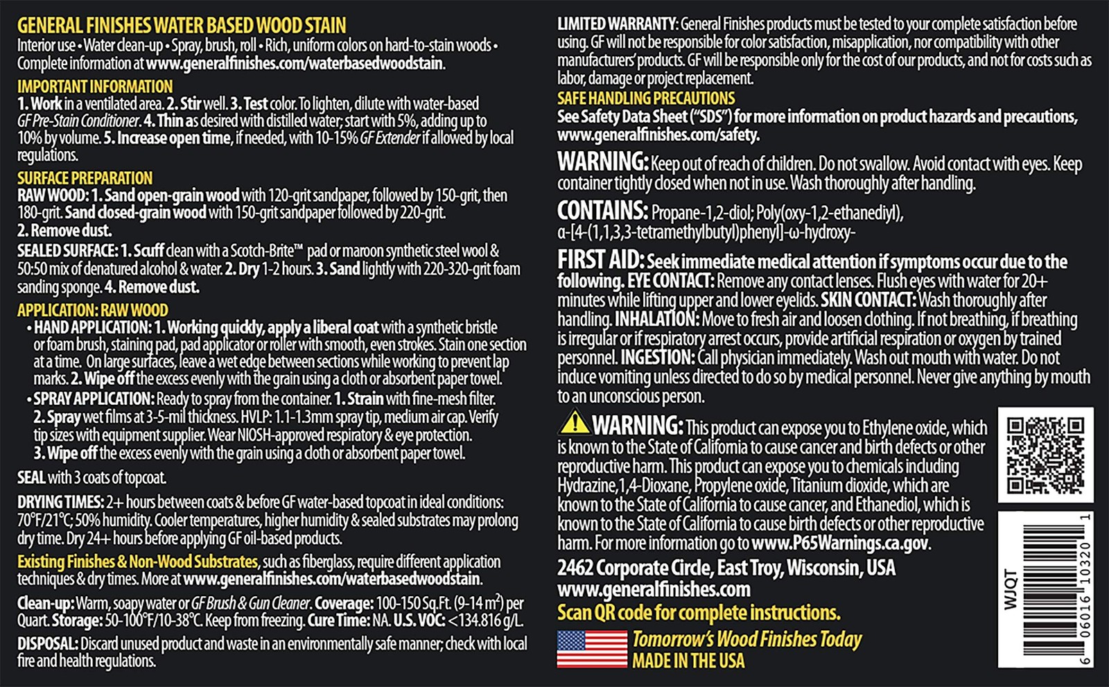 General Finishes 1 Quart Graphite Water Based Wood Stain Low Odor ...