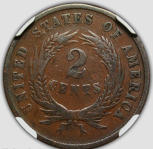 1864 SMALL MOTTO TWO CENT PIECE NGC CHOICE VG 10 NICE & SMOOTH EVEN ...