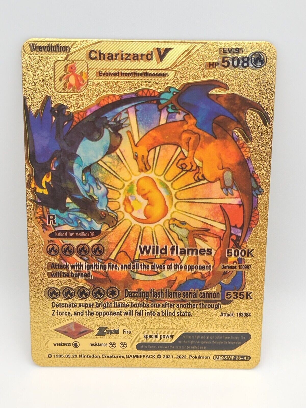 CHARIZARD-V-Gold-Metal-Foil-Pokemon-Card,-HP-508 Values - MAVIN