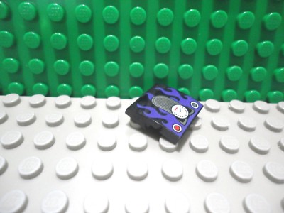 Lego 1 Black 2x2 Curved Sloped Printed Speedometer and Purple Flames ...