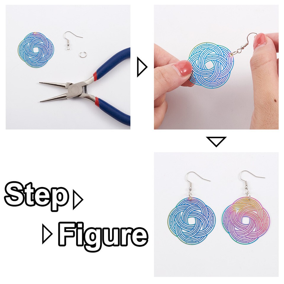 50pcs Colorful Vacuum Plating 201 Stainless Steel Filigree Pendants 23 ...