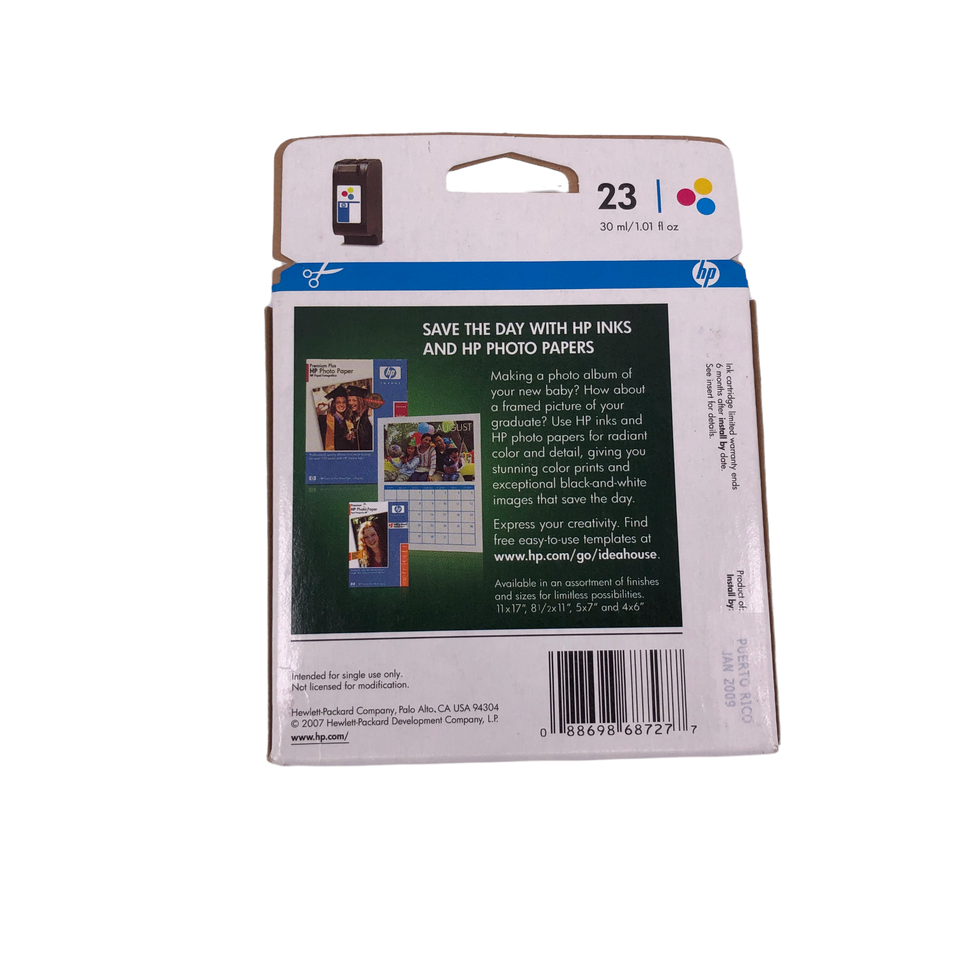 HP Inkjet 23 Tri Color Printer Ink Print Cartridge In Box Expired ...