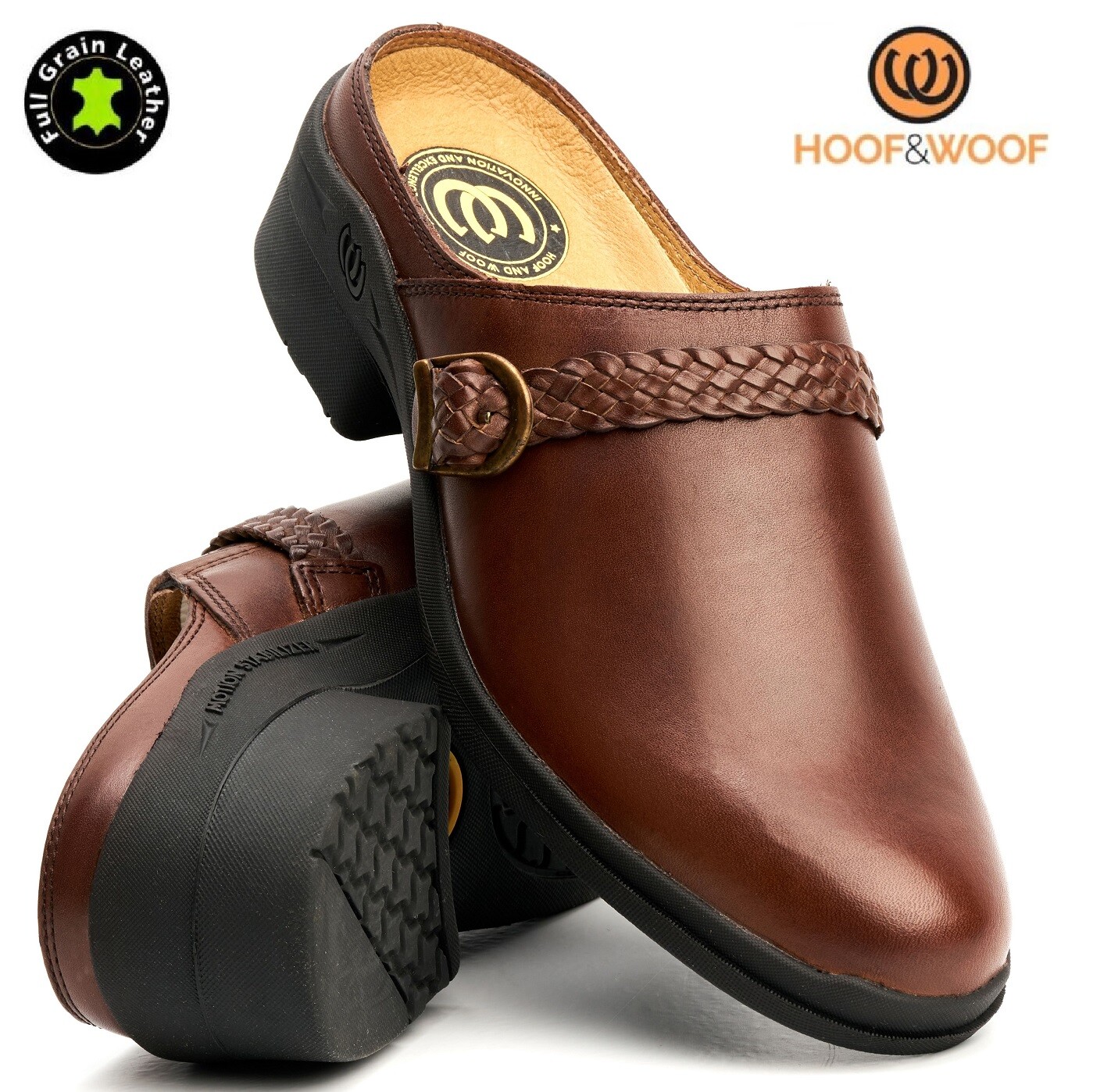 Womens Leather Paddock Equestrian Clogs Classic Ladies Heel Casual Yard ...