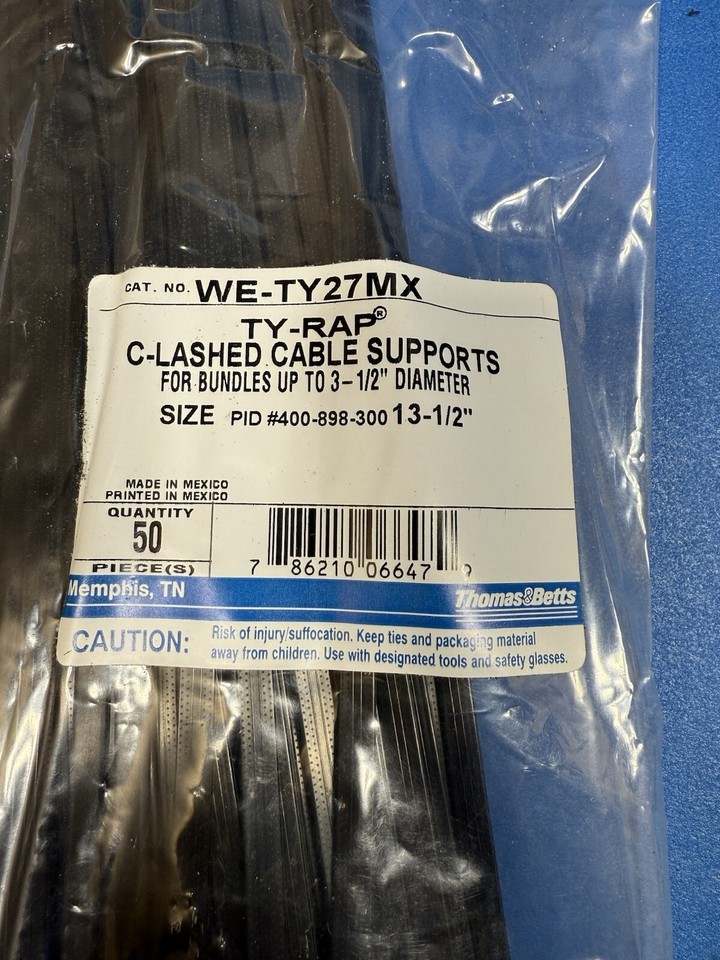 TY27MX Thomas & Betts Ty-Rap Cable Tie with Stainless Lock 13.4" (pack ...