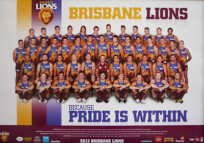 2013 BRISBANE FOOTBALL CLUB TEAM 2013 AFL Brisbane Lions Team poster ...
