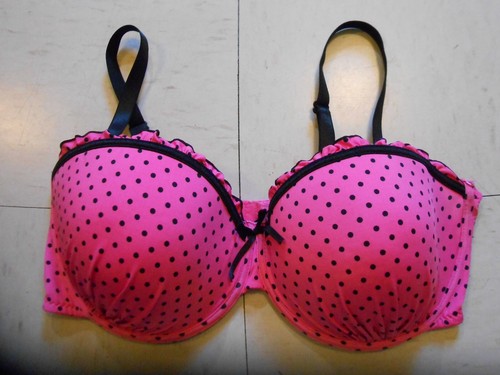 WOMEN'S PURE BEAUTY by RENE ROFE PINK & BLACK POLKA-DOT 2-WAY BRA SIZE ...