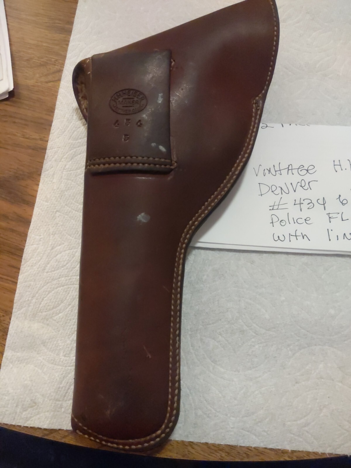 Vintage H.H. Heiser Denver #434 5 "Colt Official Police Flap Holster W ...