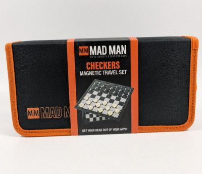 M|M Mad Man Checkers Magnetic Travel Set - Portable Checker Board w ...