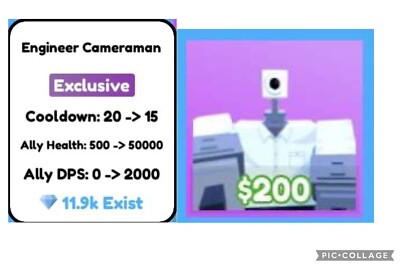 Exclusive Engineer Cameraman Best Unit Toilet Tower Defence Roblox TTD ...