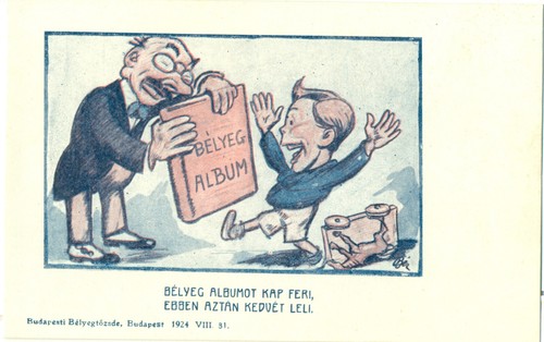 Hungary 31 August 1924 Budapest Postcard Child receive a stamped album ...