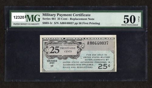 Series 461 25c Replacement Note Military Payment Certificate RARE - PMG ...