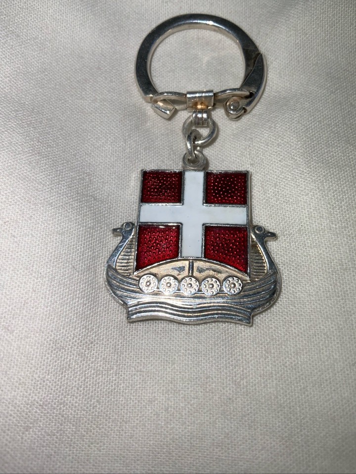 Vintage Meka Denmark Enamel Keychain Viking Ship Souvenir Travel | eBay