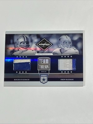 🔥⚡️🔥2006 Leaf Limited Roger Staubach Drew Bledsoe Jersey Logo 29/30🔥⚡️🔥 ...