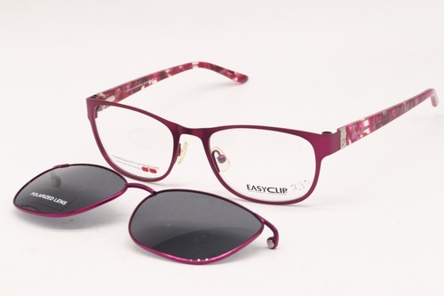 NEW EASYCLIP EC314 30 PINK POLARIZED EYEGLASSES SUNGLASSES W/CLIP ON 52 ...