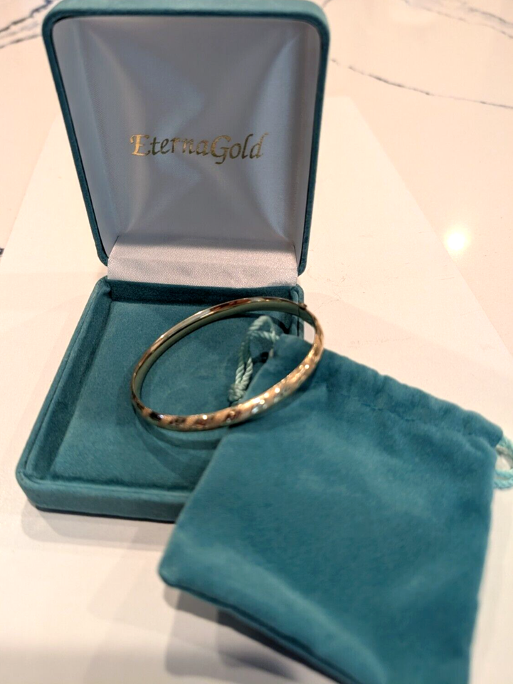 EternaGold 7" Pave Striped and Faceted Bangle Bracelet 14K Gold | eBay
