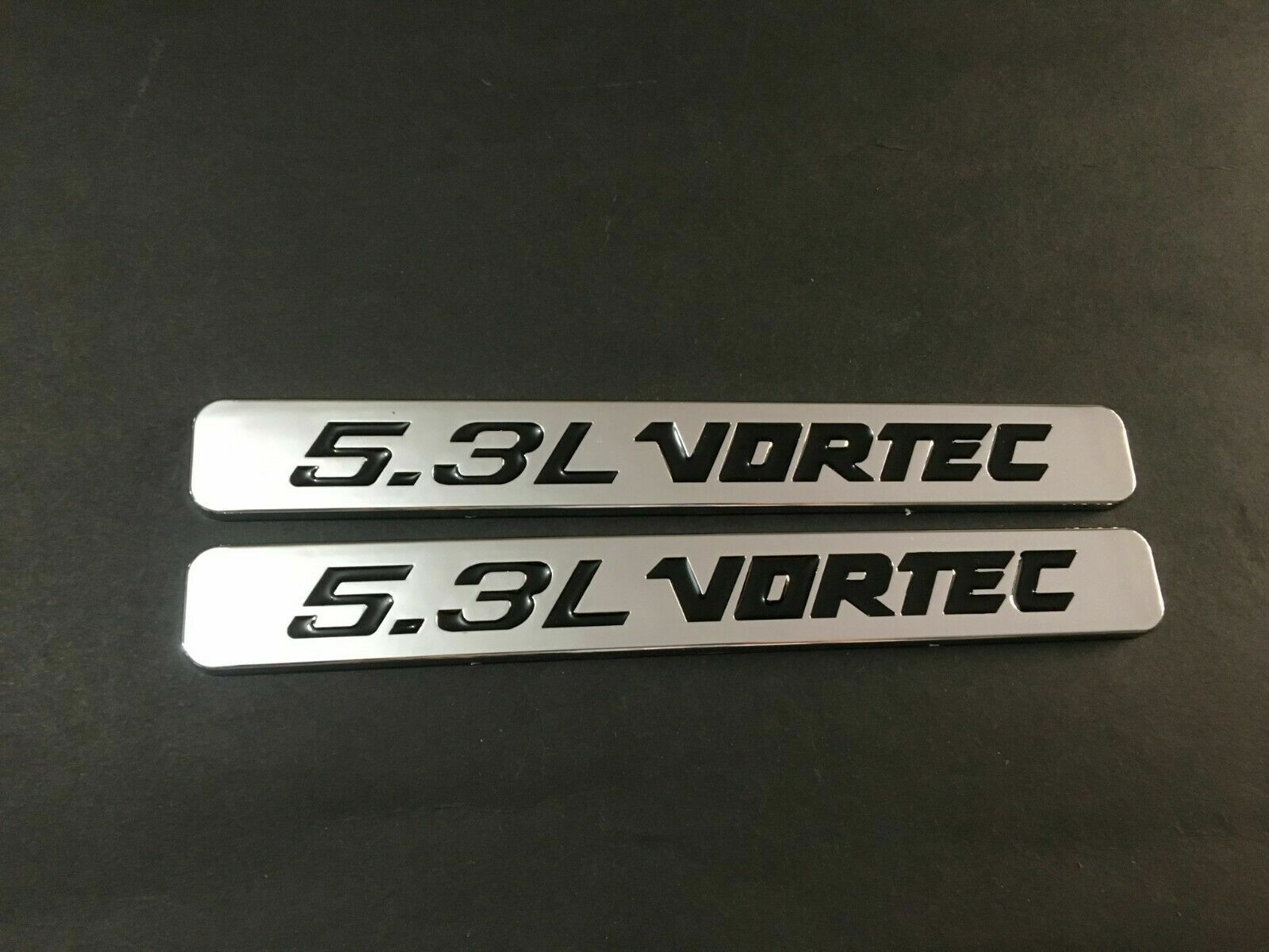 2x 5.3L Vortec Hood Emblem Engine Badge 3d logo Nameplate Chrome Black ...