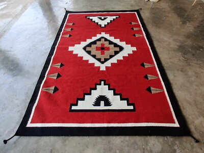 Red Navajo Rug 9x12 ft Southwestern Rug Area Rug Native American Rug ...