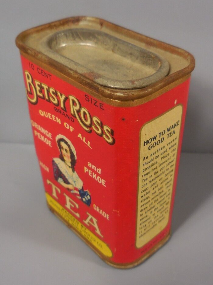 Betsy Ross Tea Tin Vintage 1930's Orange Pekoe and Pekoe Little Rock ...
