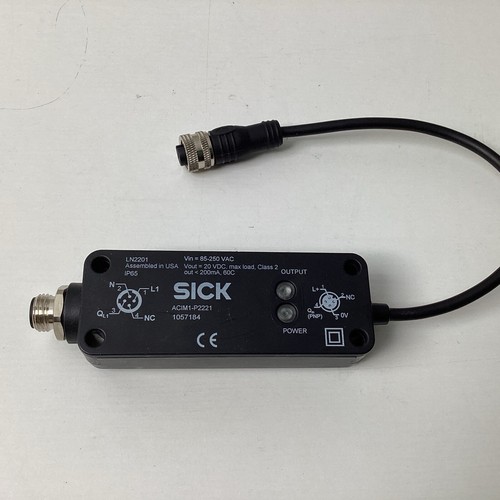 Sick ACIM1-P2221S02 Power Supply Unit 1079343 PNP, M12, 4P, 200mm, MCR ...