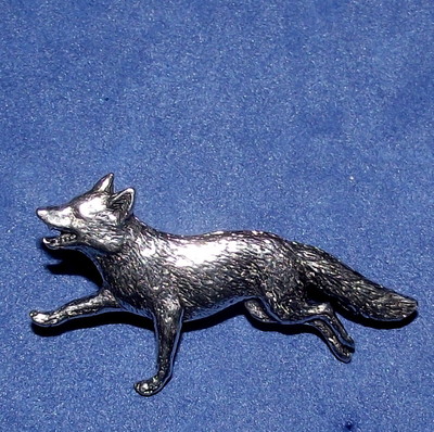 Detailed Fox Hunt Fox Running Pewter Brooch Pin | eBay