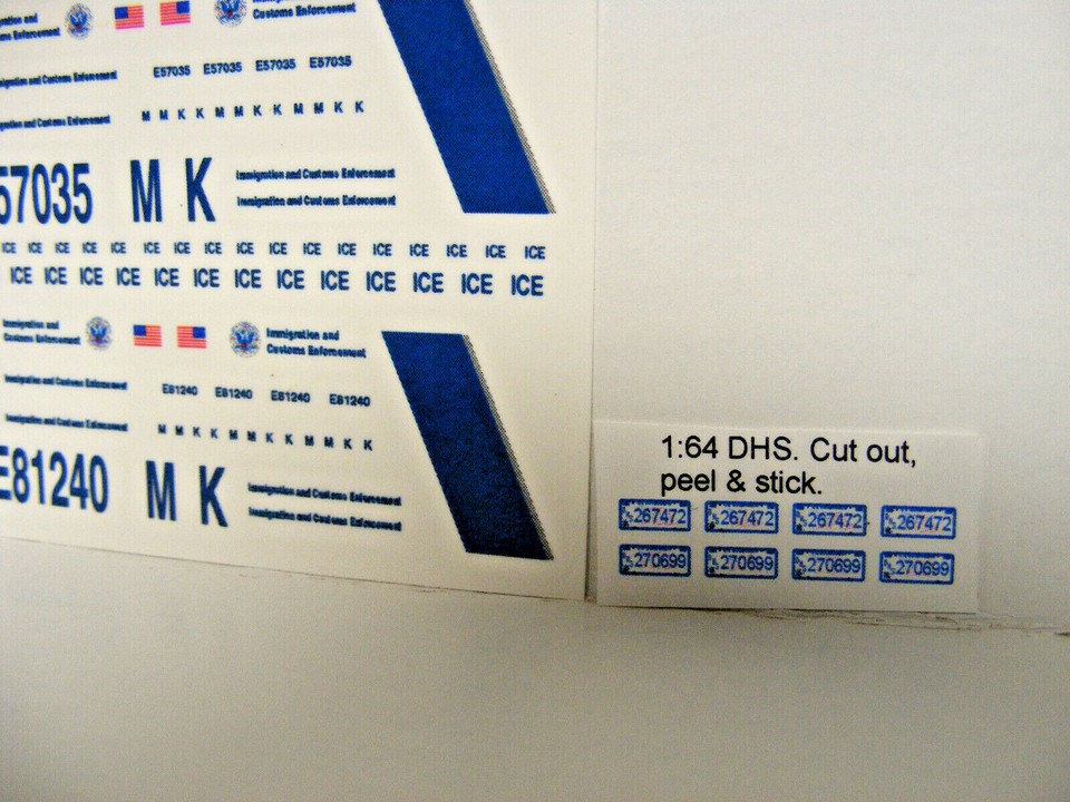 Border Patrol DHS ICE Marked Police Unit 1:64 Water Slide Decals Fits ...