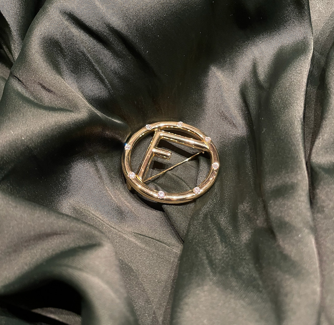 Vintage Rare Fendi Stunning Yellow Circle Brooch - Gem