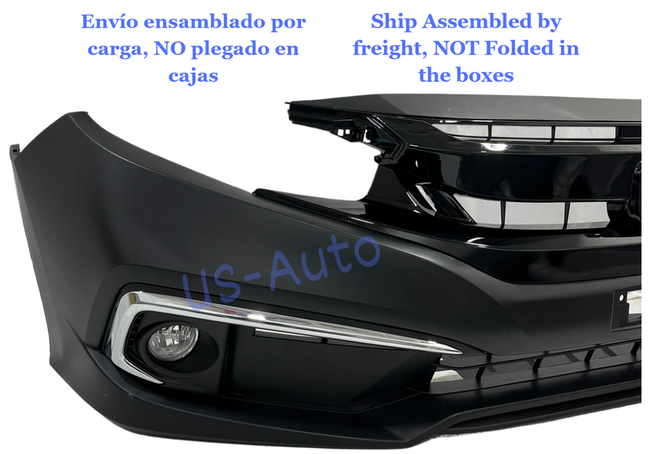 Fit 2019 - 2021 Honda Civic Front Complete Bumper Assembly w/Fog ...