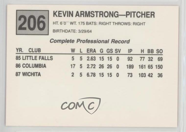 1988 Cal League Kevin Armstrong #206 | eBay