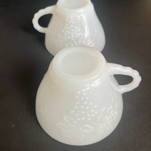 Vintage Punch Cups, Set Of 2 White Milk Glass, Anchor Hocking Patterns ...