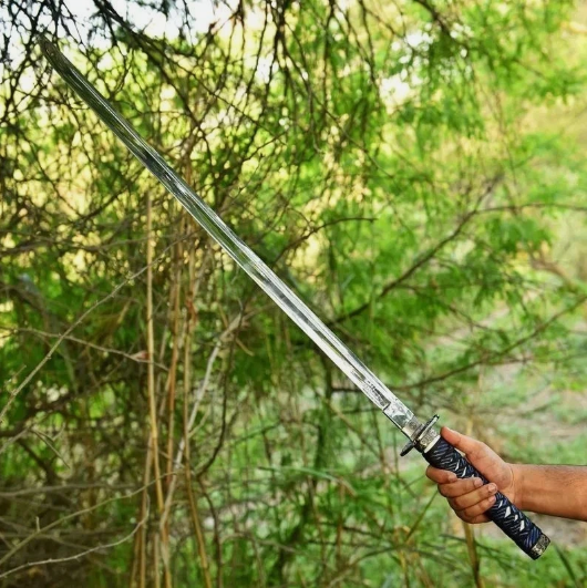 Handmade Blue Katana Sword – Real Full Tang High Carbon Steel Japanese ...