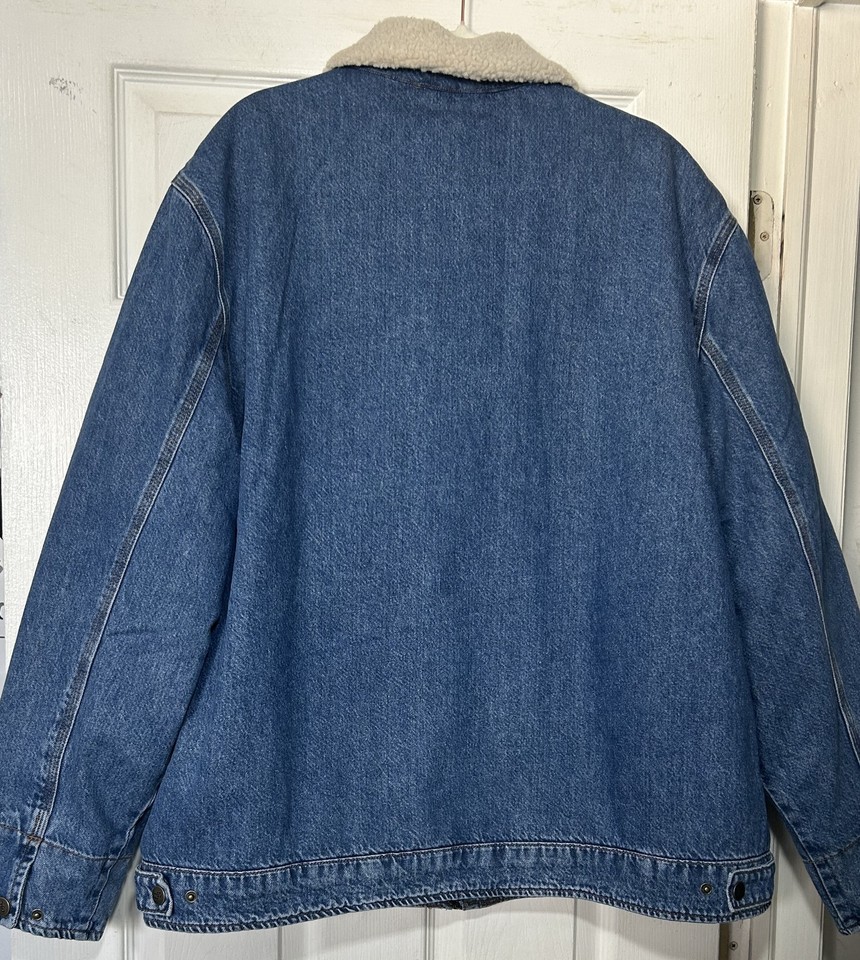 The Stronghold Jacket Men 3XL denim shirpa lined zipper Utility Worker ...