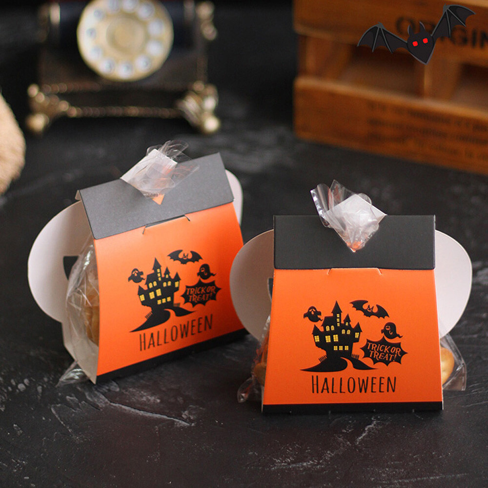 24PCS Halloween Pumpkin Trick Or Treat Cookie Candy Sweet Bags Party ...
