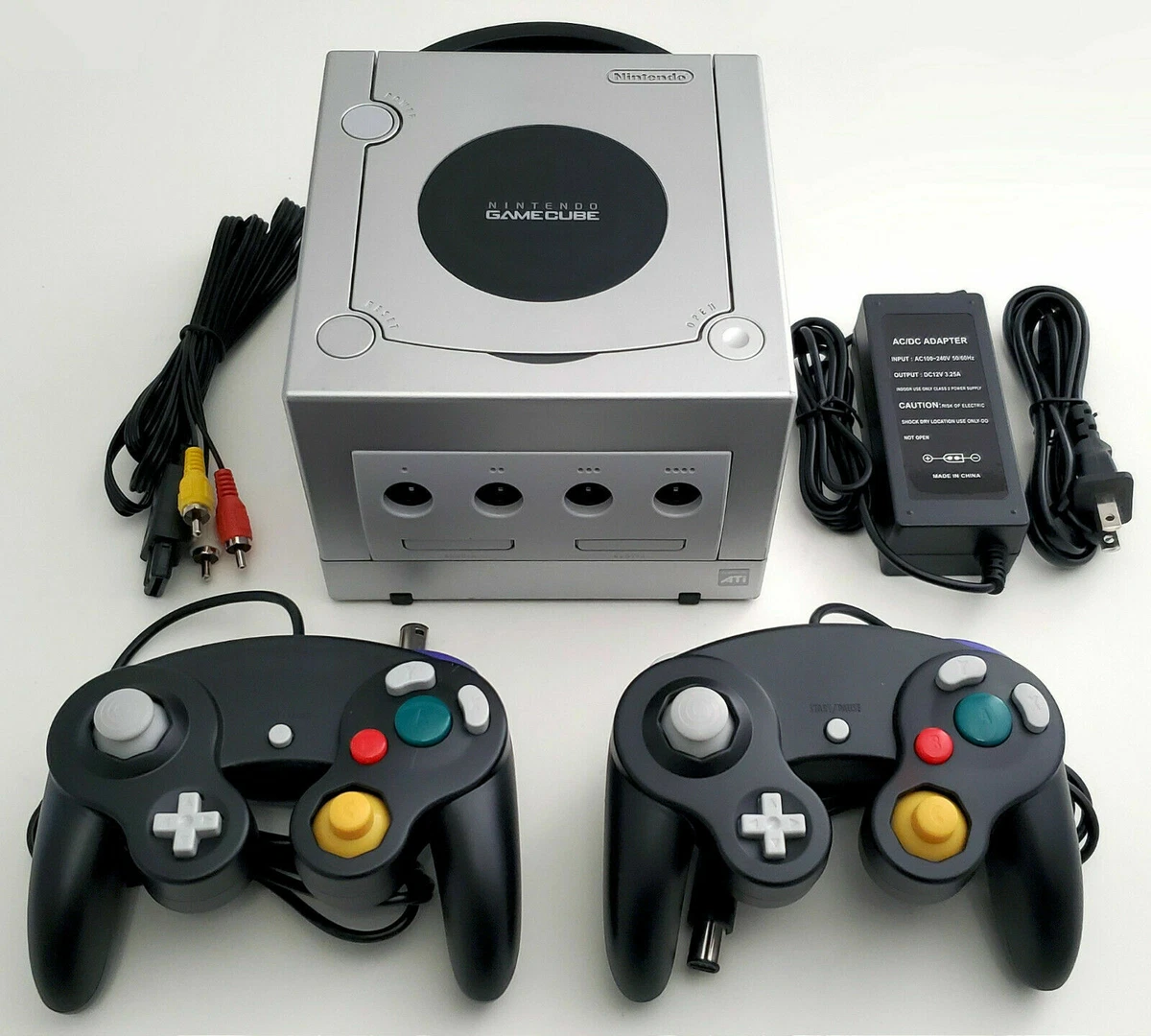 Two Silver Gamecube Black Controller With Black Controllers With One ...