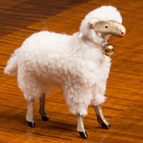 Primitive Ivory Wool Sheep figurine, putz style, 4" Tall, Ragon House ...