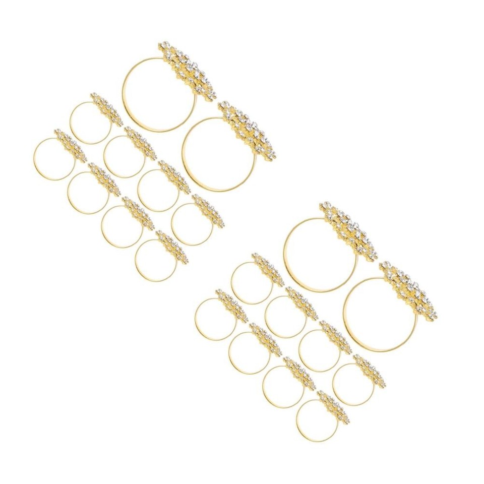 12pcs Rhinestone Napkin Rings - Decorative Metal Hollow Flower Design ...