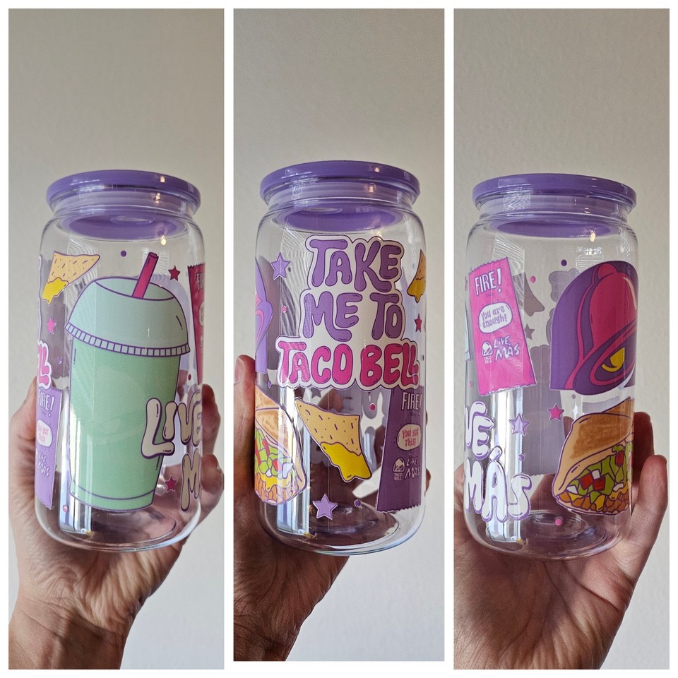 Taco Bell Inspired 16oz Plastic Cup W/ Purple Acrylic Lid | eBay