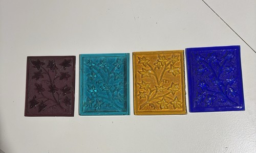 Set of 4 Antique Victorian Pressed Glass Window Tile, Addison Glass ...