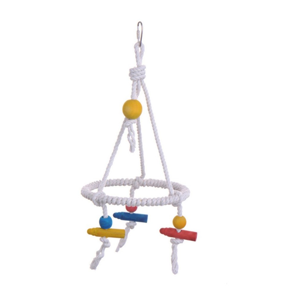 White Cotton Rope Swing Bird Parrot Toys Swinging Bridge Pet Training ...