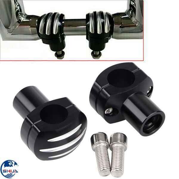 Black 1'' Inch Handlebar Risers Clamp For Harley Fatboy Dyna Sportster ...