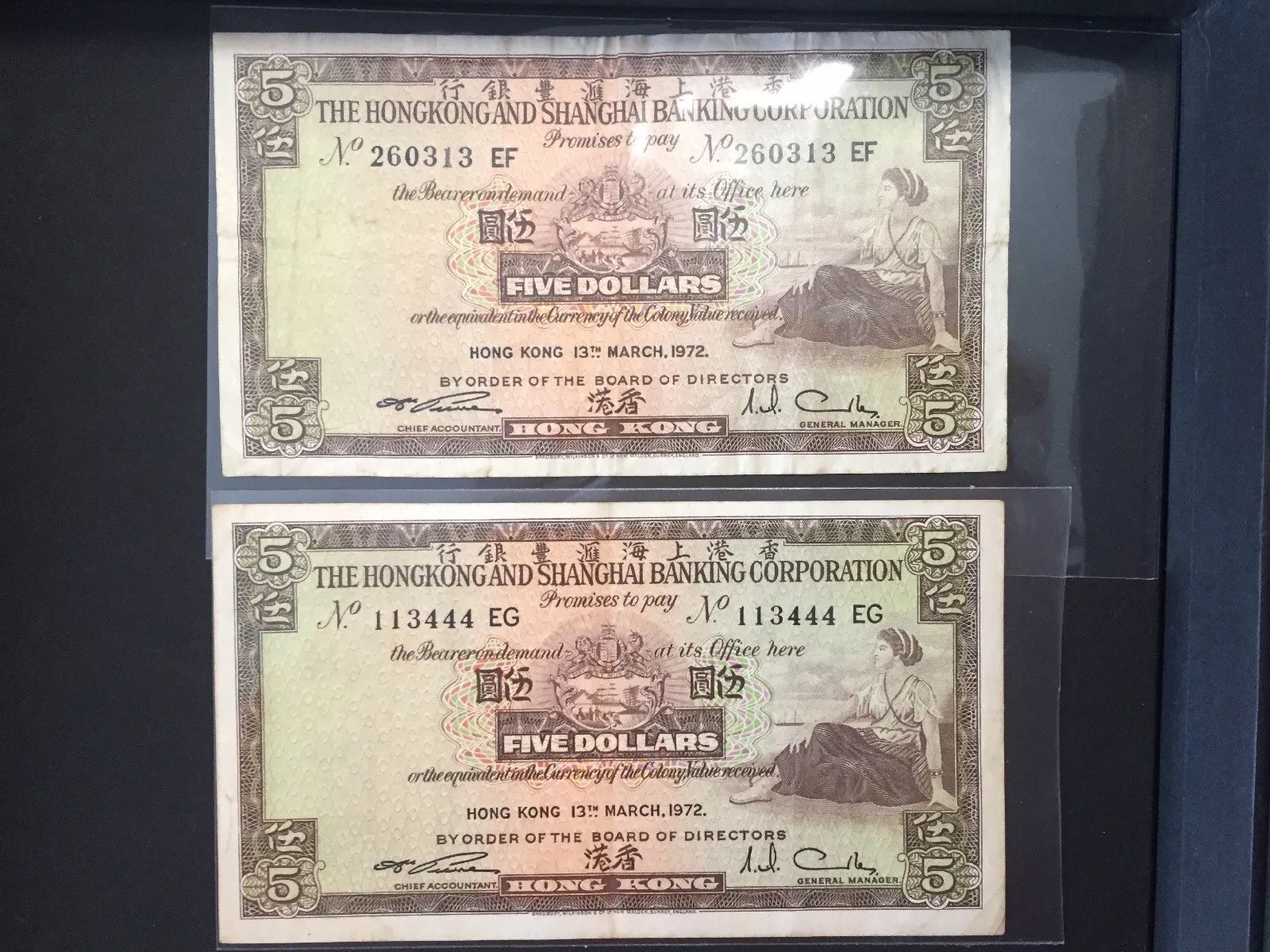 Set of $5 HKD Banknotes, All Good Condition, 8 X Notes (1972-1975 ...