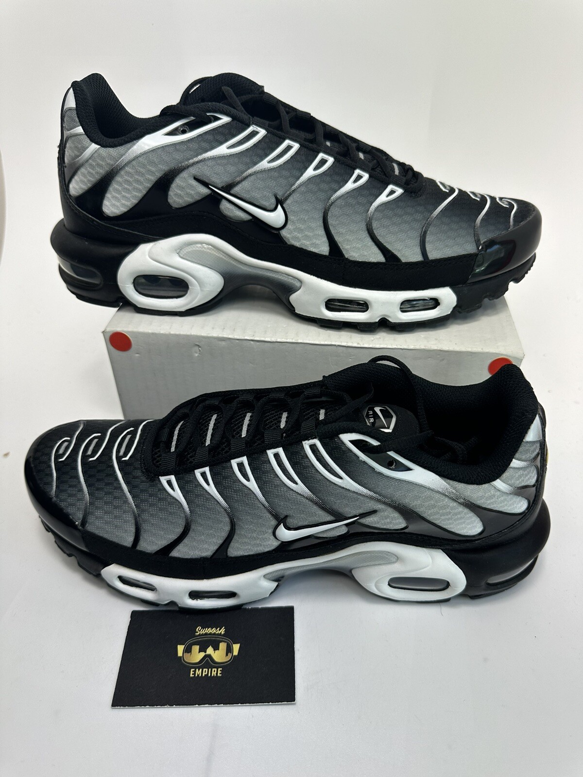 Nike Air Max Plus Tn Black Metallic Silver White Grey Mens Size 9.5 ...