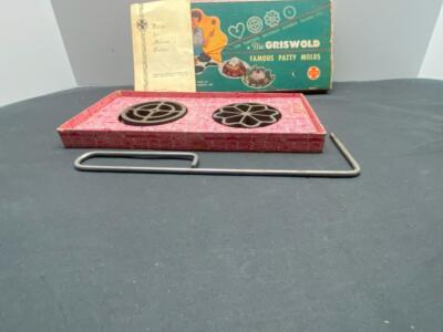 Vtg 1940's Griswold Cast Iron Patty Molds with Original Box & Recipe ...