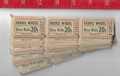 Vintage Lot 100 Ferris Wheel 20c tickets Riverview Park Chicago ...