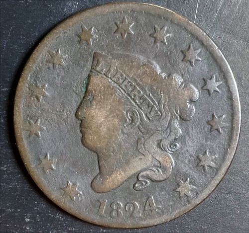 1824 Coronet Head Large Cent rare old colonial coin great collectible ...