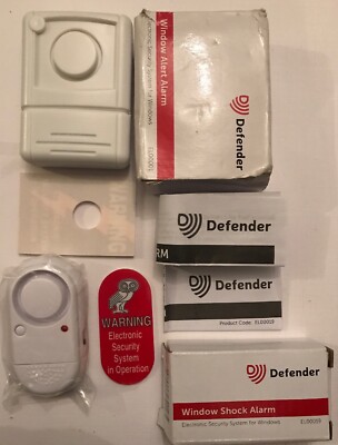 2 X DEFENDER WINDOW SHOCK ALARM VIBRATION ATTACK SHOCK SENSOR SYSTEMS ...